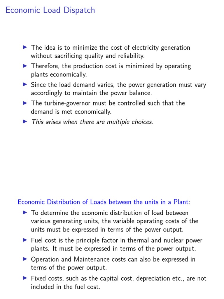 Economic Load Dispatch | PDF | Mathematical Optimization | Electricity Generation
