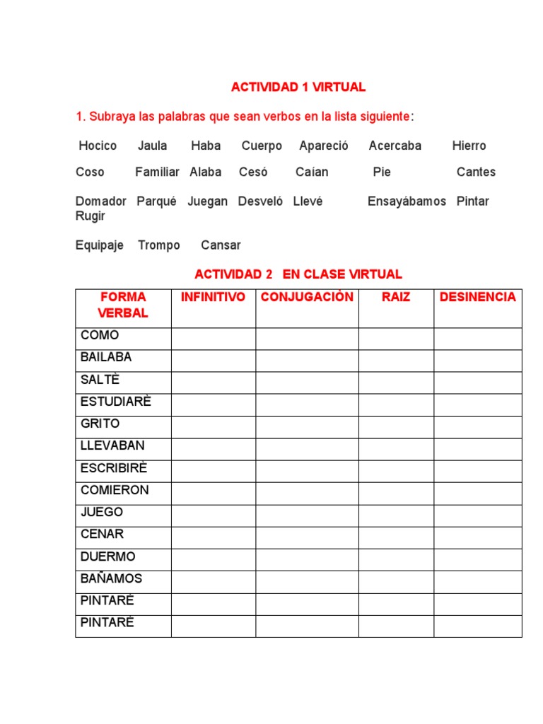 Ejercicios sobre Verbos y Conjugaciones | PDF