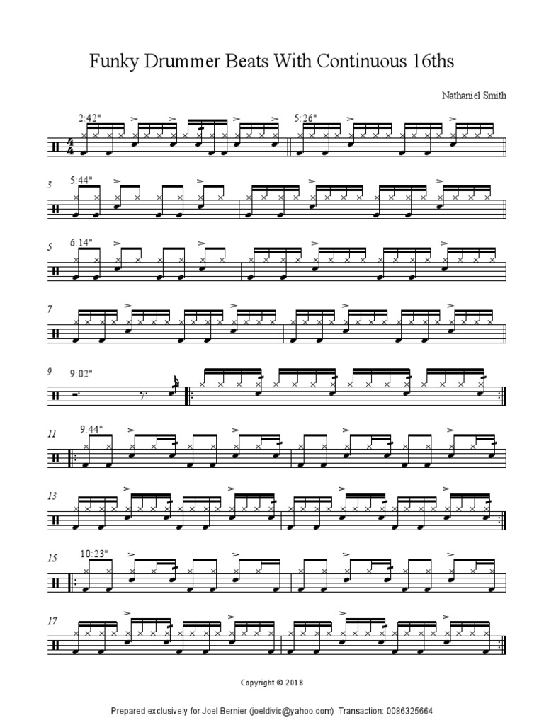 Funky Drummer Transcription | PDF