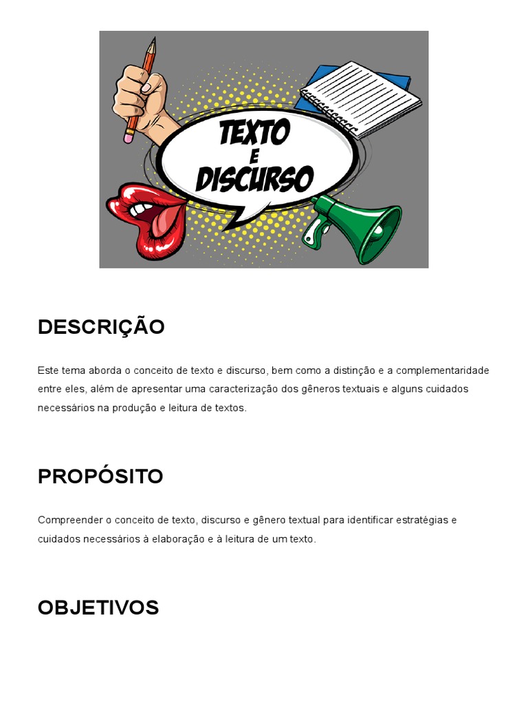 Aula 3 - Texto e Discurso | PDF