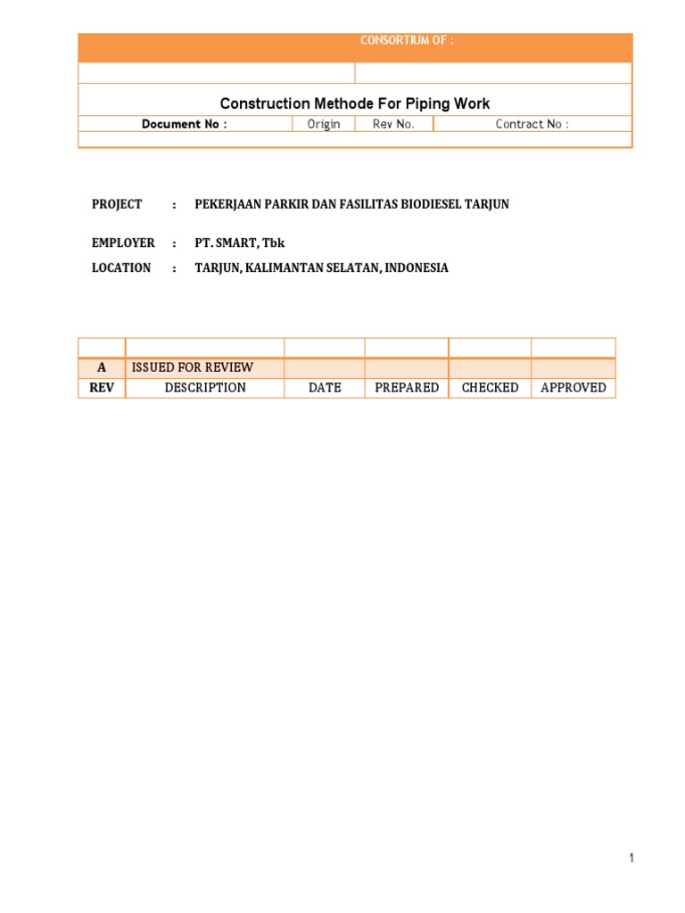 Method Piping Work | PDF