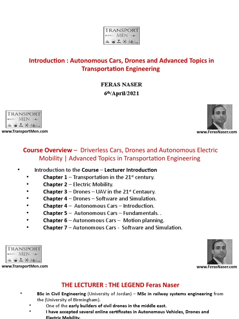 Introduction: Autonomous Cars, Drones and Advanced Topics in ...