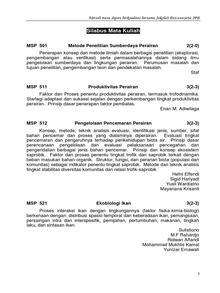 Silabus MK SDP S2&S3 | PDF