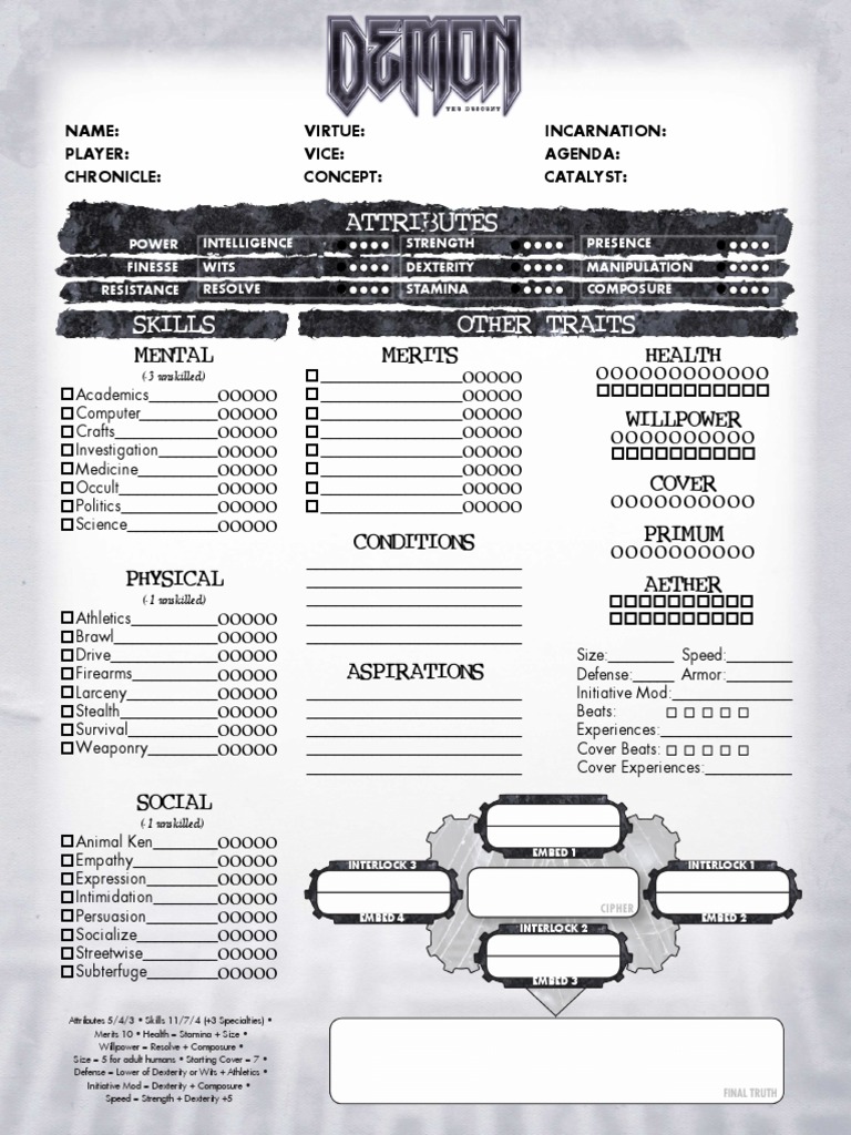 RPG Character Sheet Template | PDF