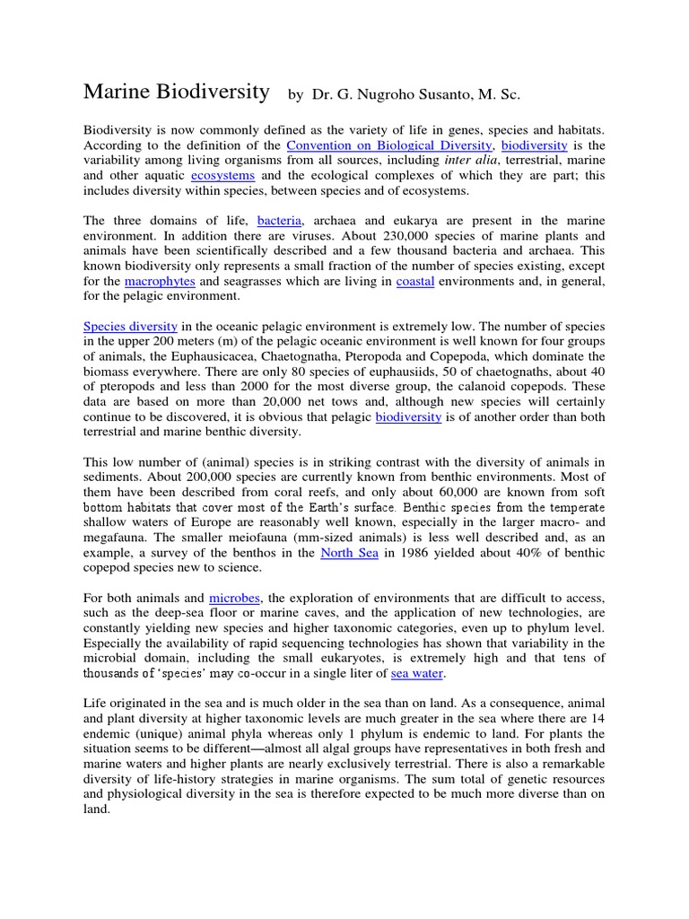 Marine Biodiversity | PDF