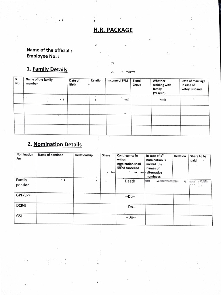 H.R. Employee Package Details Form | PDF