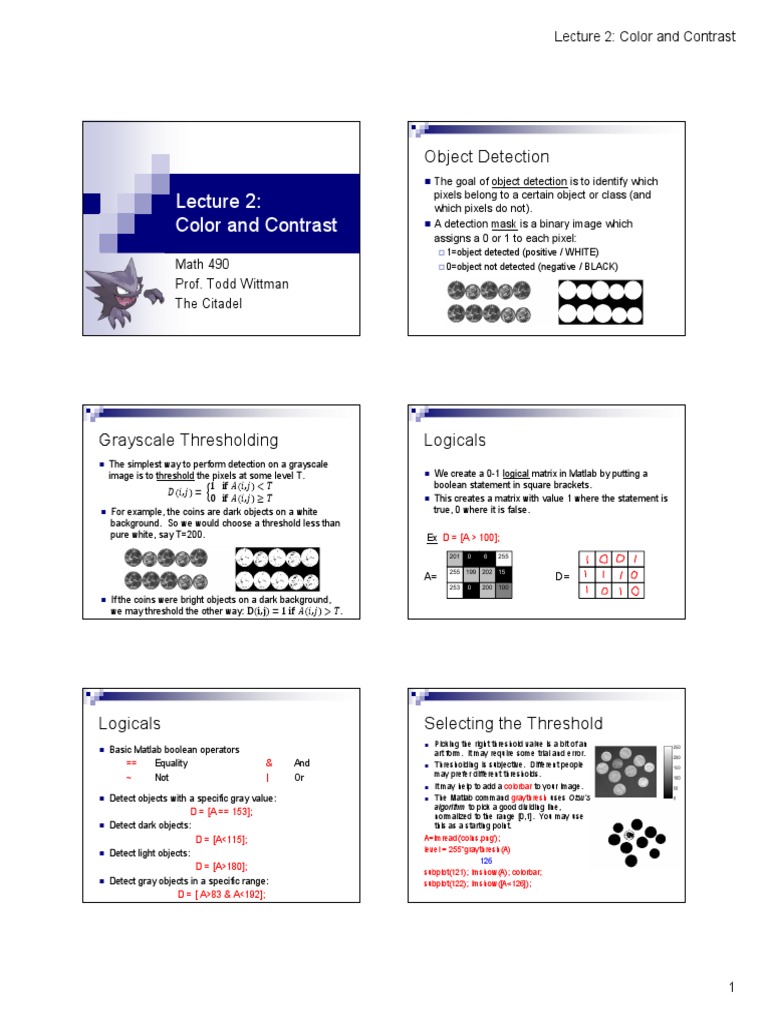 Color and Contrast: Object Detection | PDF | Image Processing | Light