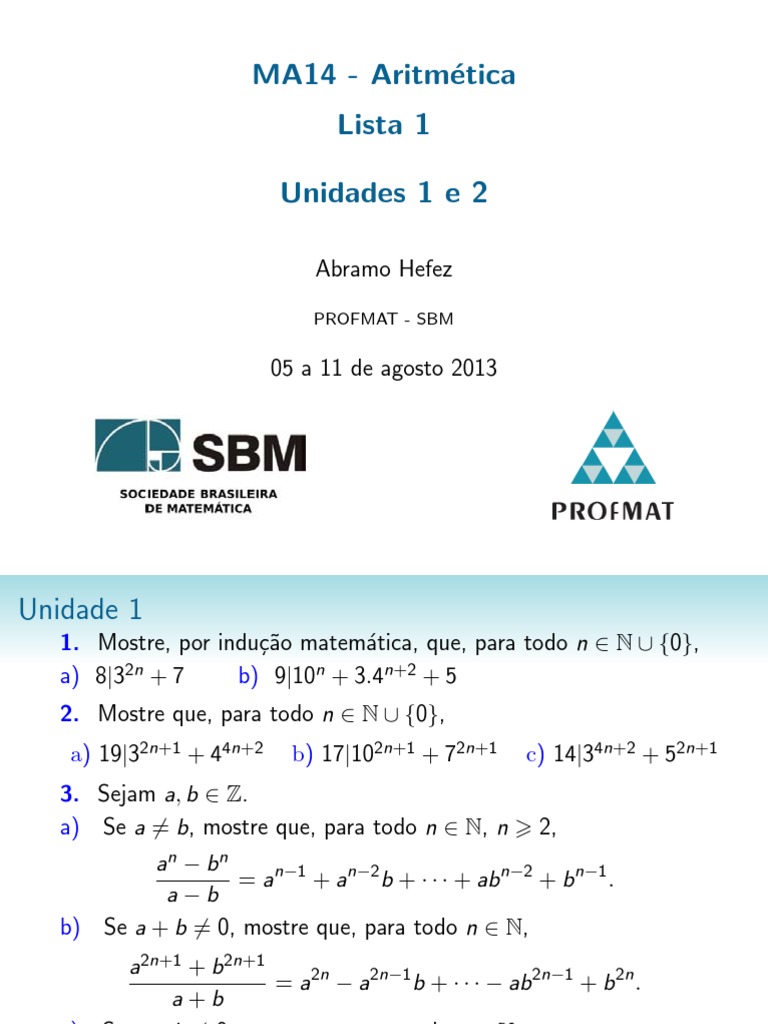 Listas MA14 | PDF | Ciências e Matemática
