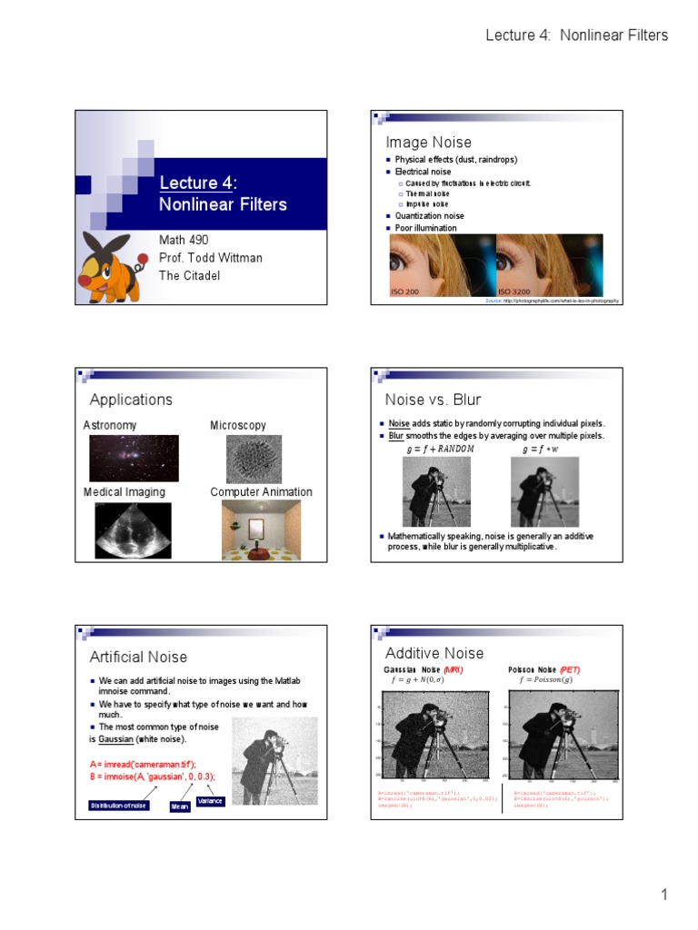 Nonlinear Filters: Image Noise | PDF | Filter (Signal Processing ...