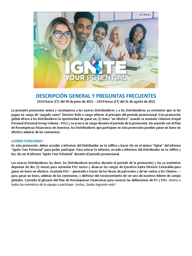 Ignite Your Potential FAQs - Overview - SPANISH | PDF | Negocios | Derecho