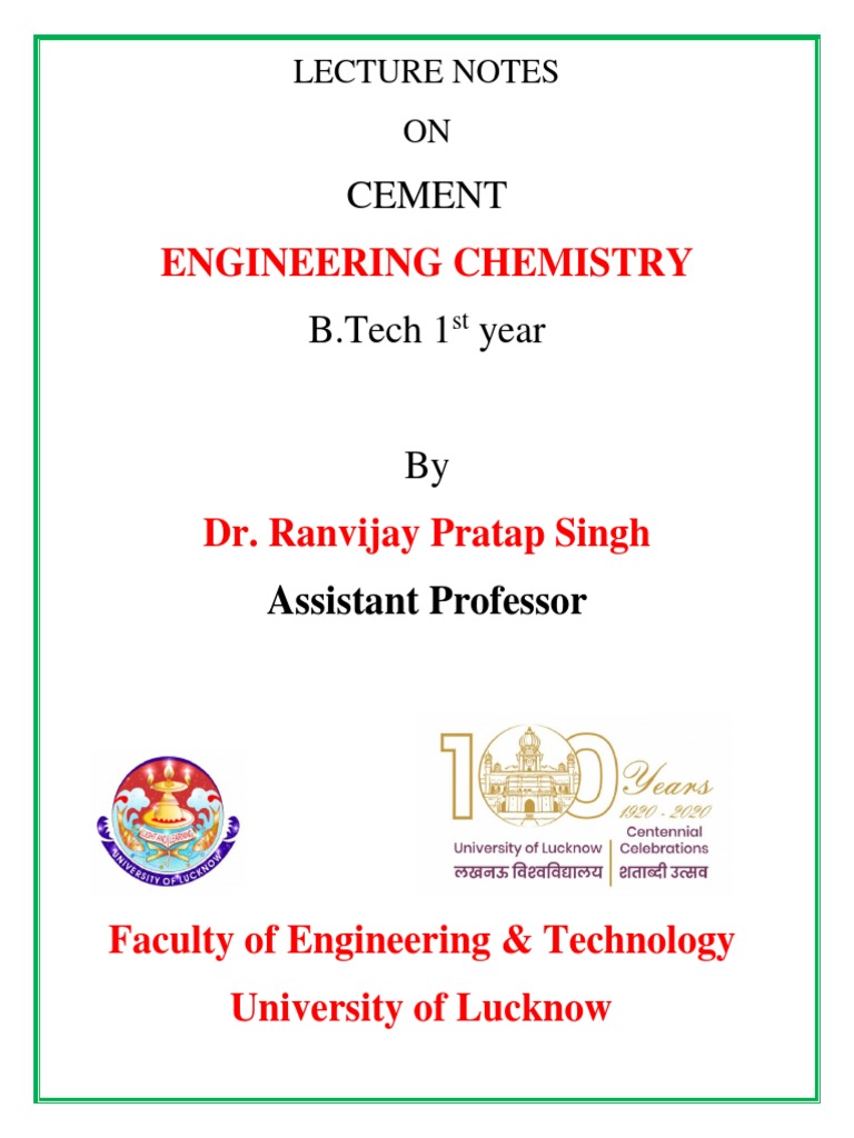 Engineering Chemistry: Cement | PDF | Plaster | Cement