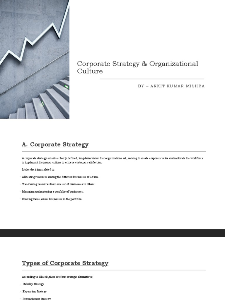 Corporate Strategy & Organizational Culture | PDF | Strategic ...