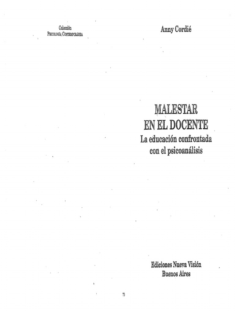 CORDIÉ. Malestar en El Docente. Completo PDF | PDF