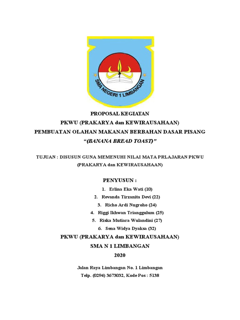 Proposal Pkwu Makanan (Banana Bread Toast) | PDF