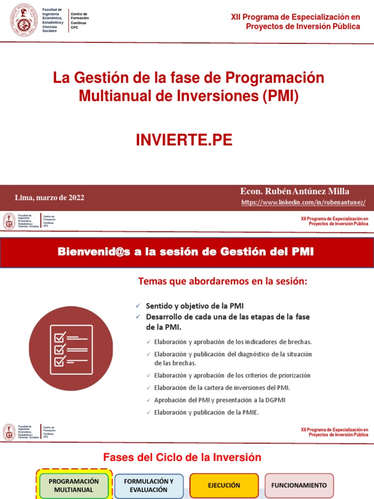 La Gestión de La Fase de Programación Multianual de Inversiones (PMI) | PDF