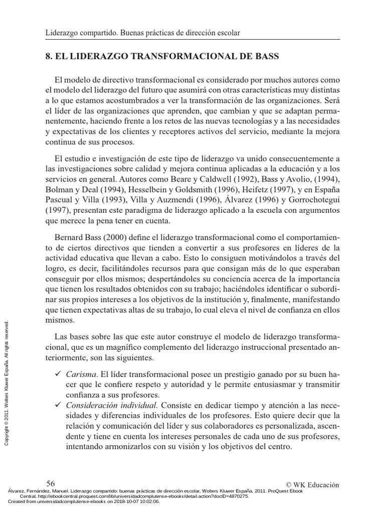 Liderazgo Transformacional de Bass | PDF
