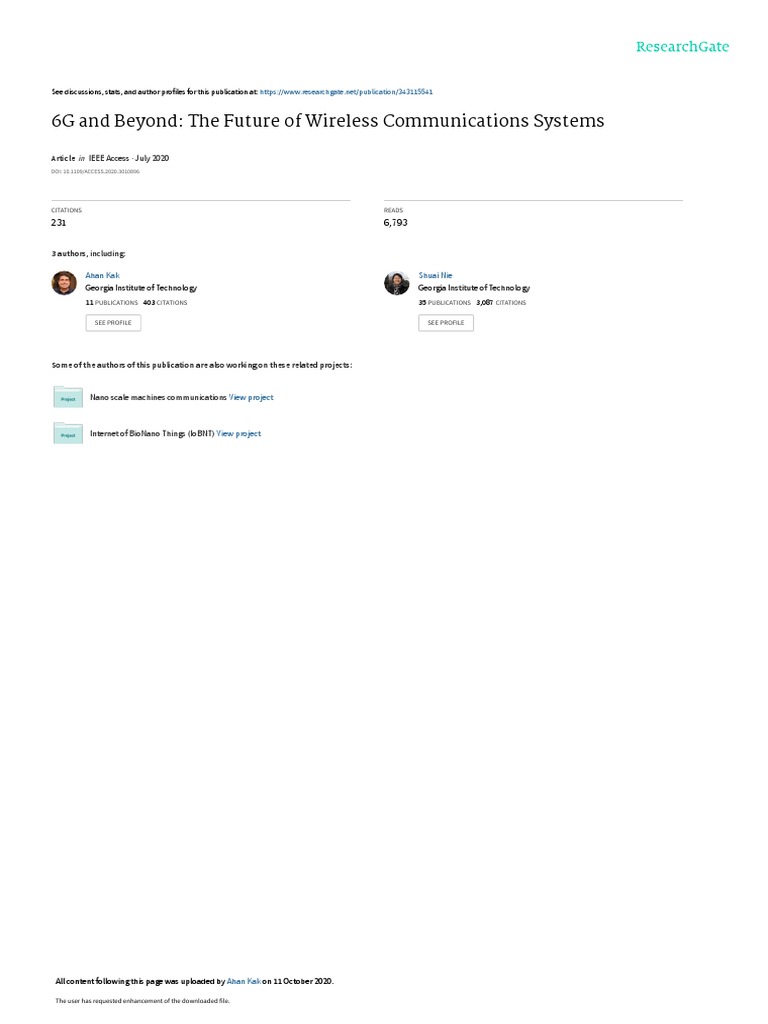 6G e Beyond - The Future of Wireless Communications Systems | PDF | Terahertz Radiation ...