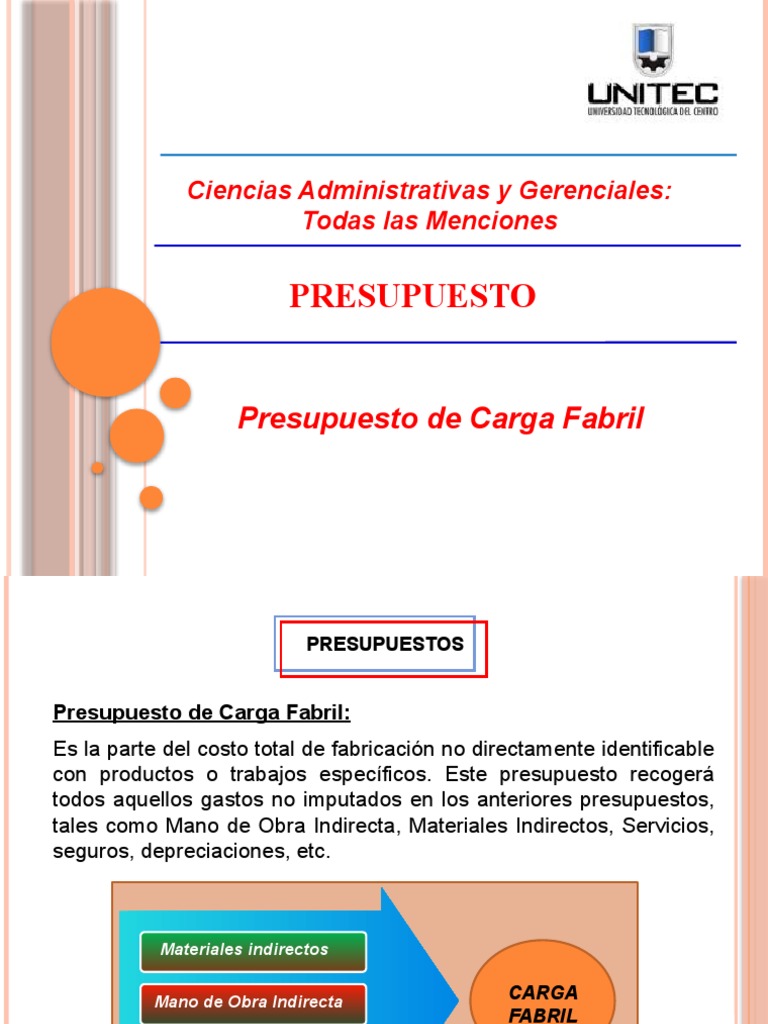 Presupuesto de Carga Fabril | PDF