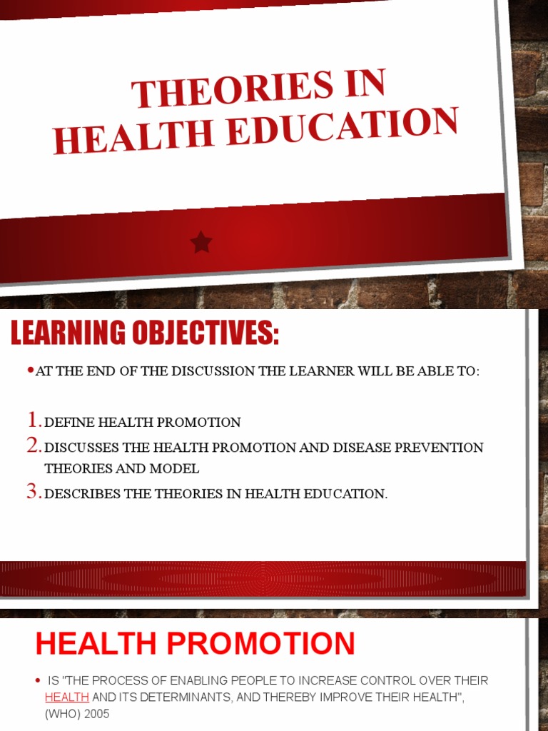 Health Education Theories Overview | PDF | Behavior | Self Efficacy