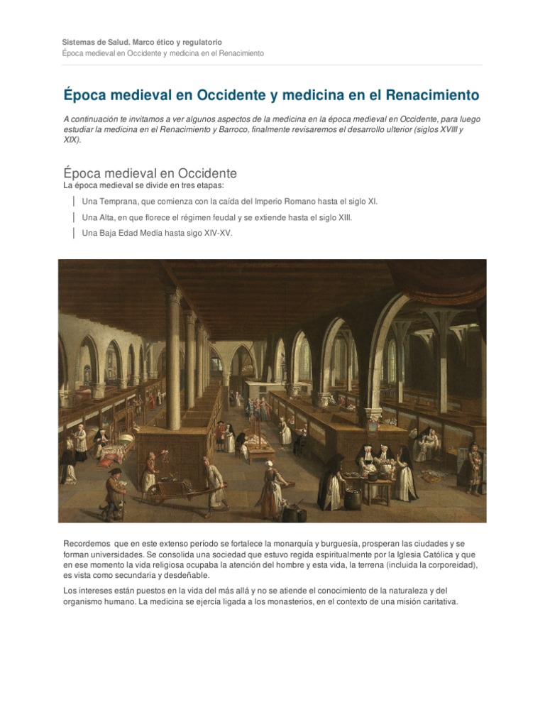 Epoca Medieval en Occidente y Medicina en El Renacimiento-623b756352246 | PDF
