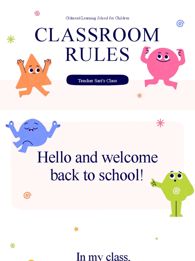 Colorful Illustrated Blobs Classroom Rules Education Presentation | PDF ...