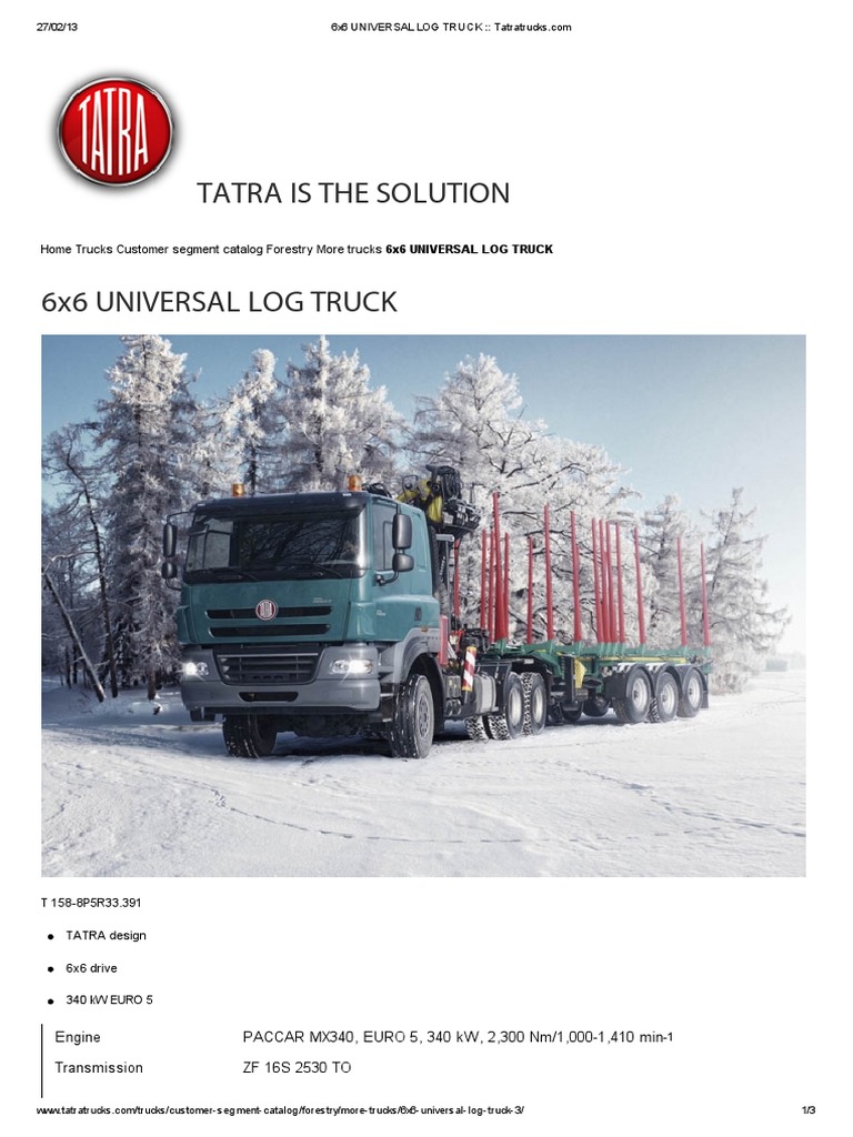 6x6 UNIVERSAL LOG TRUCK - Tatratrucks | PDF | Truck | Semi Trailer Truck