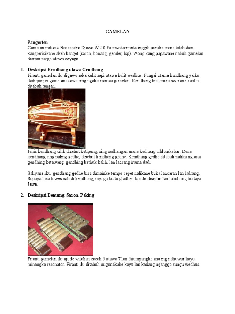 MATERI BAHASA JAWA (GAMELAN) Kls 2 | PDF