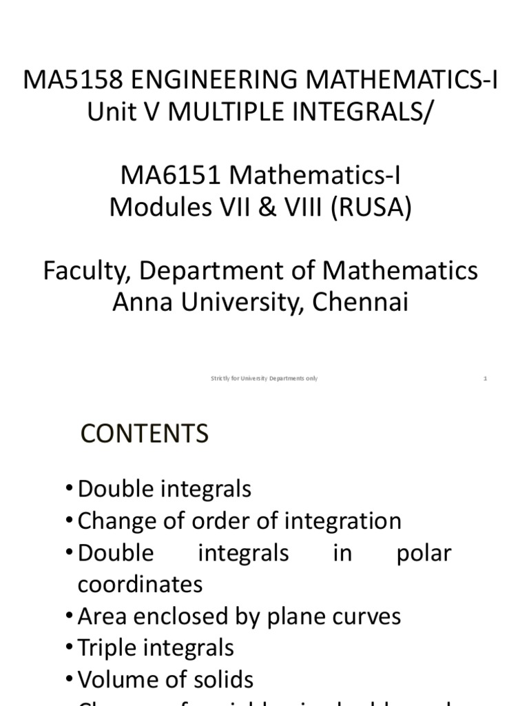 Multiple Integrals | PDF | Integral | Area