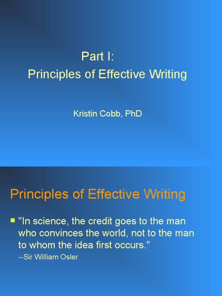 Principles of Effective Writing: Kristin Cobb, PHD | PDF