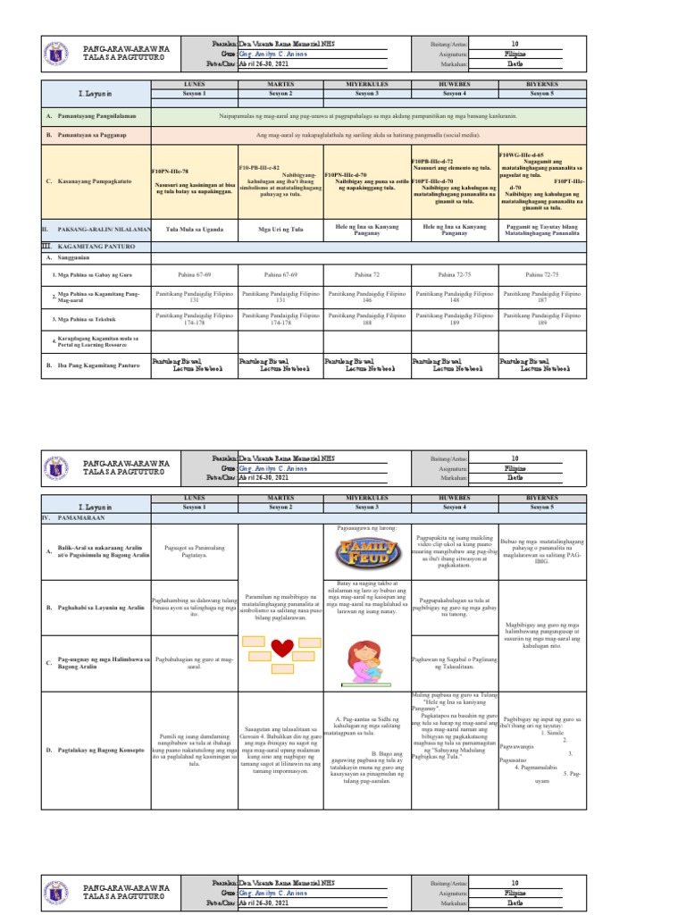 Daily Lesson Log | PDF