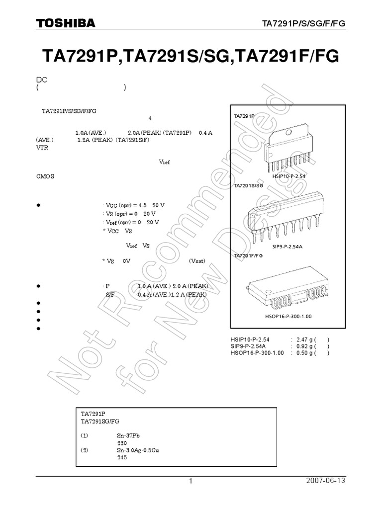 TA7291P Datasheet Ja 20070613 | PDF