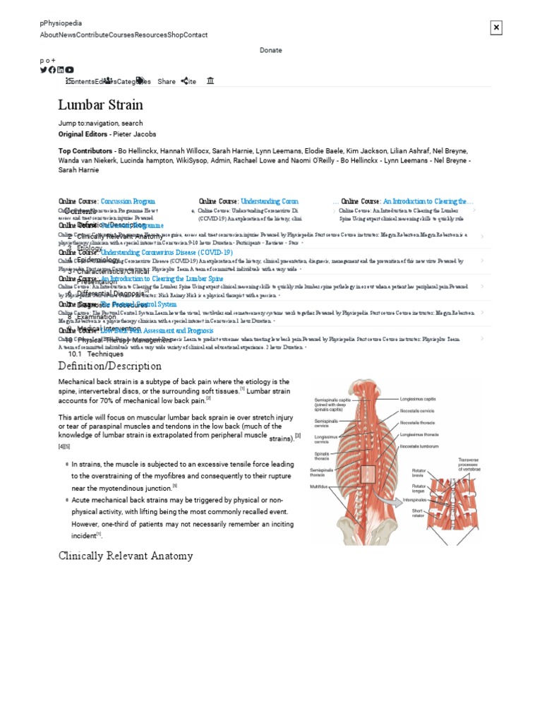 Lumbar Strain - Physiopedia | PDF | Low Back Pain | Back Pain