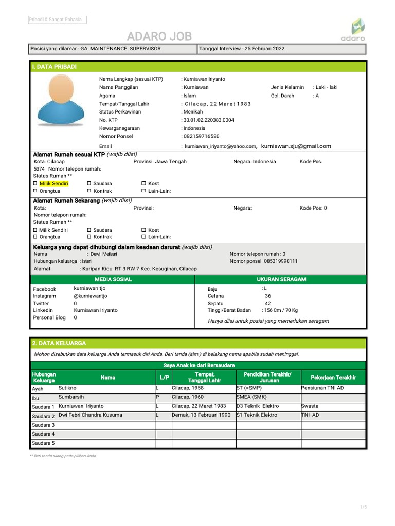 Application Form Adaro - 2020-Revisi | PDF