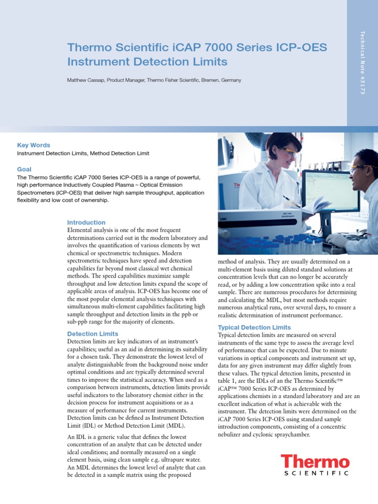 ICAP-7000 Detection Limits | PDF