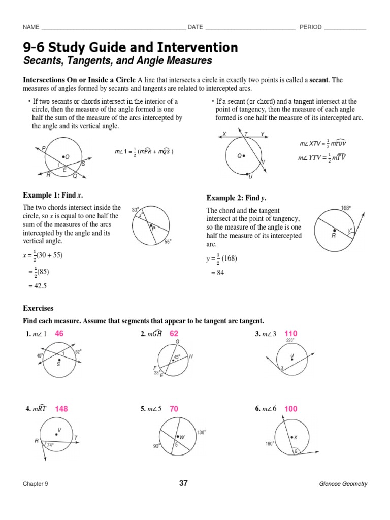 Secants, Tangents, and Angle Measures Guide | PDF | Tangent | Circle