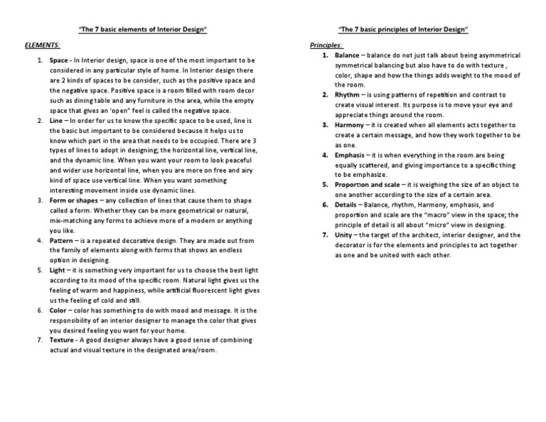 The 7 basic elements of Interior Design | PDF | Interior Design | Rhythm
