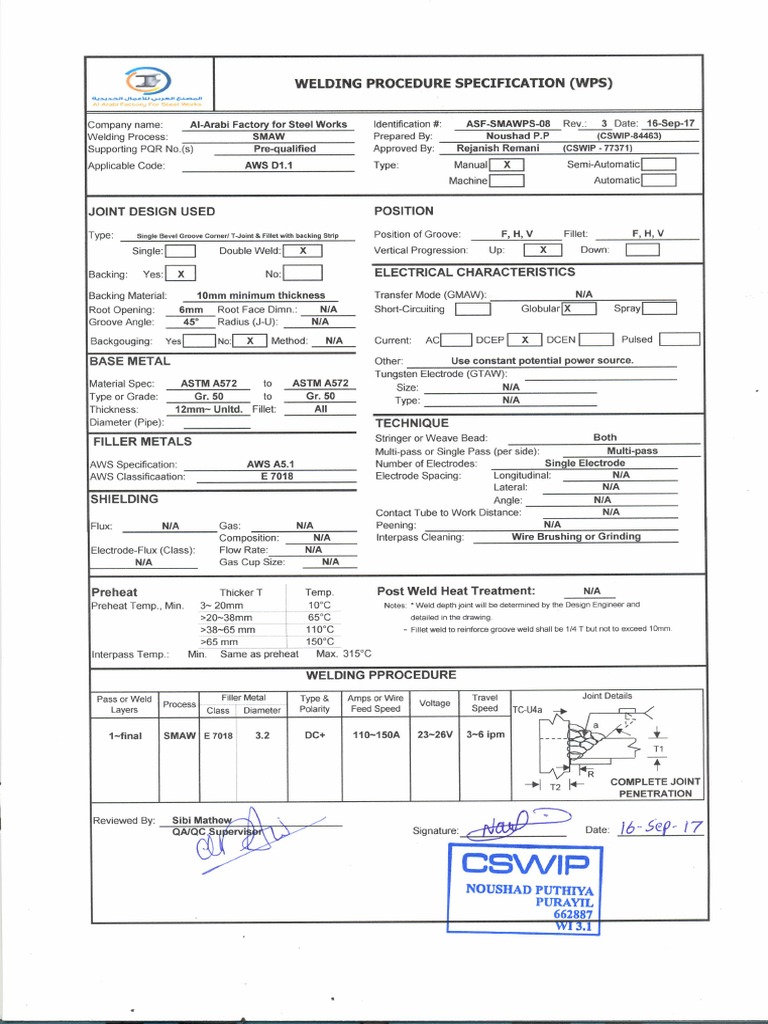 WPS - SMAW, Rev.3 | PDF