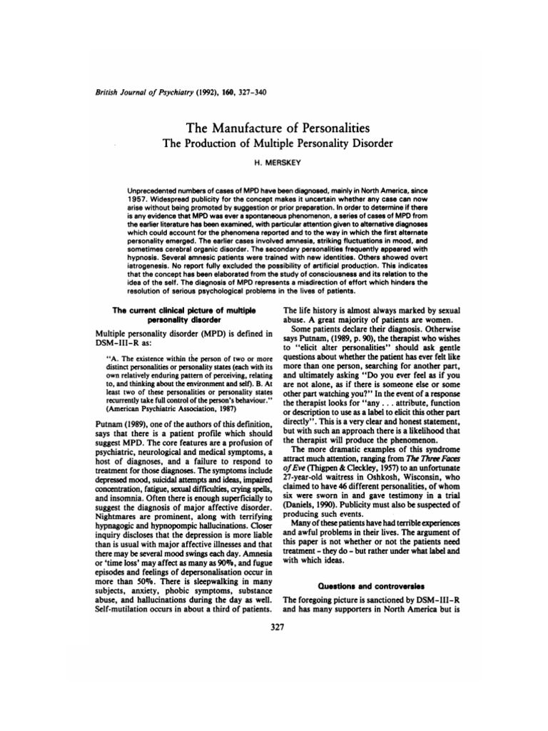 The Manufacture of Personalities. The Production of Multiple ...