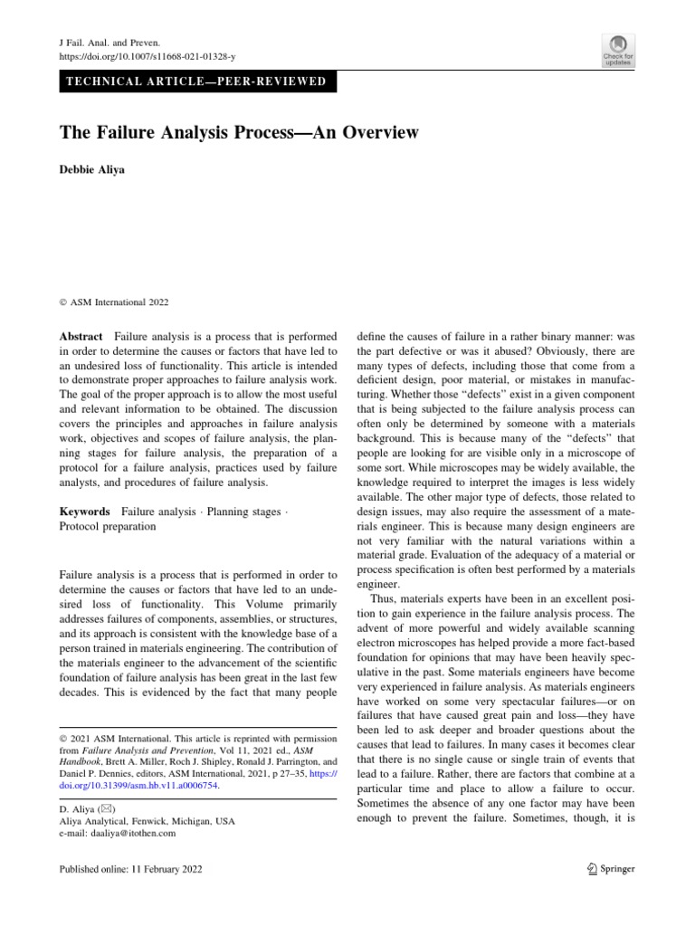 The Failure Analysis Process-An Overview | PDF | Failure Analysis ...