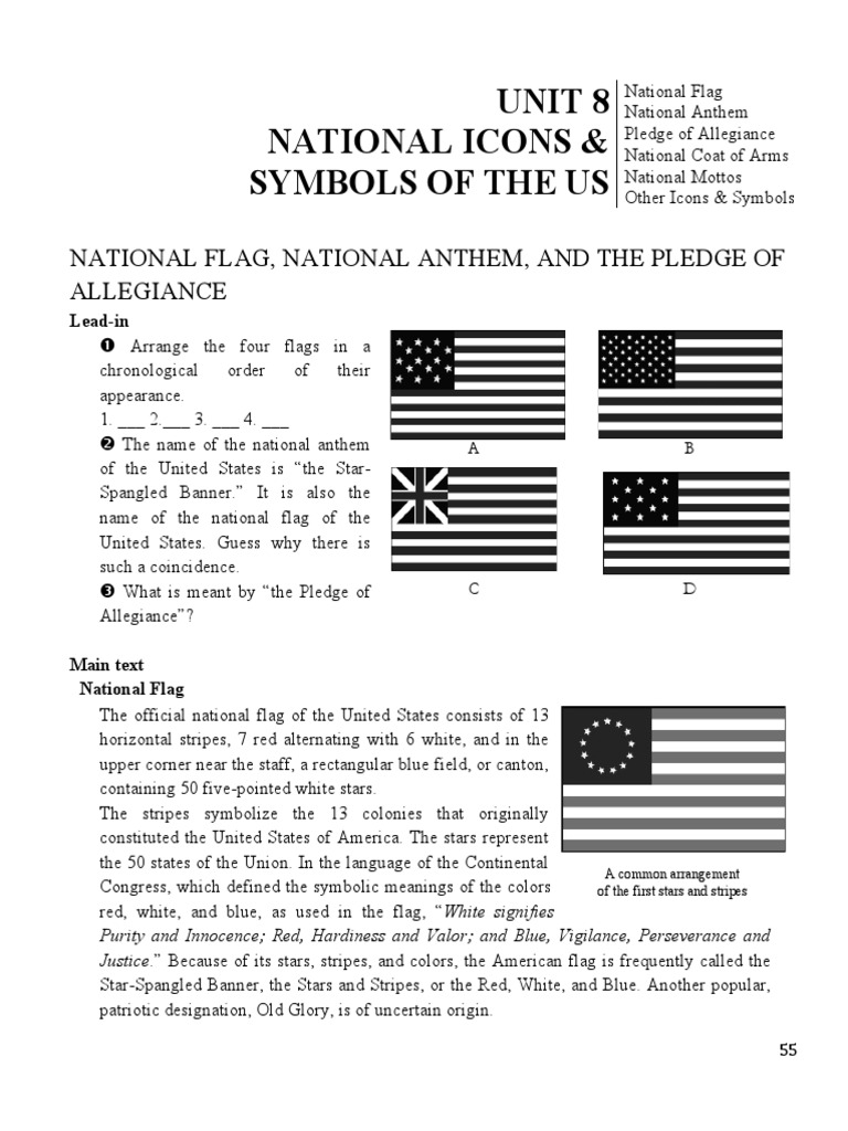 Unit 8 National Icons & Symbols of The Us | PDF | Pledge Of Allegiance ...