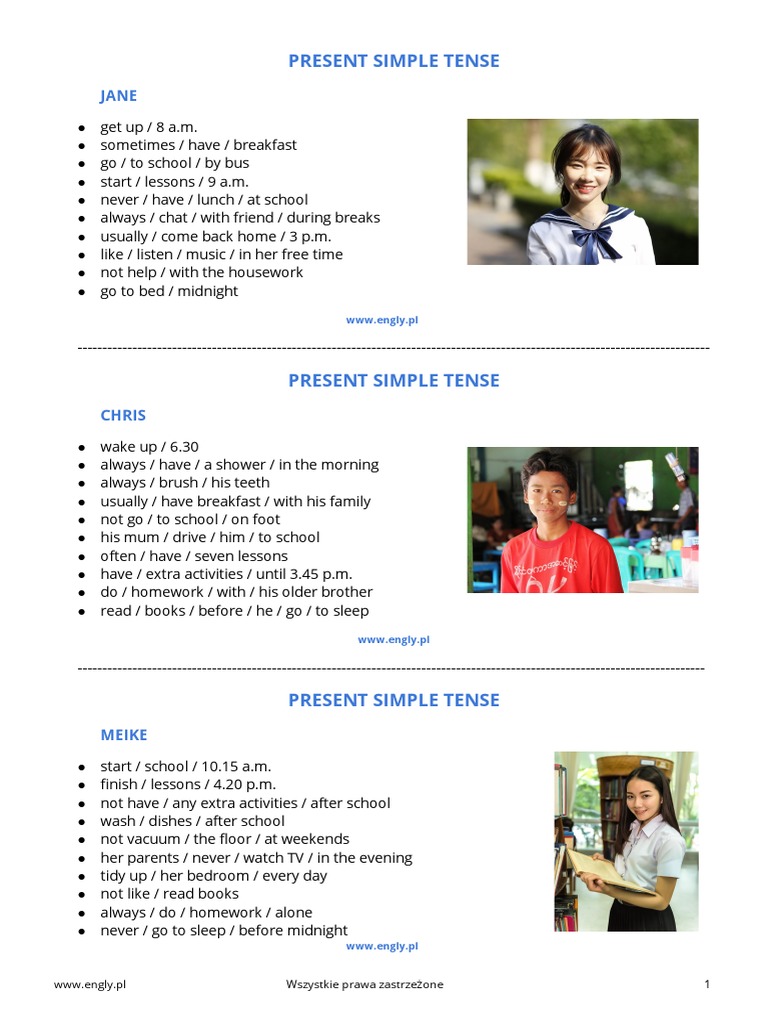 Present Simple Tense - Speaking Cards Engly | PDF