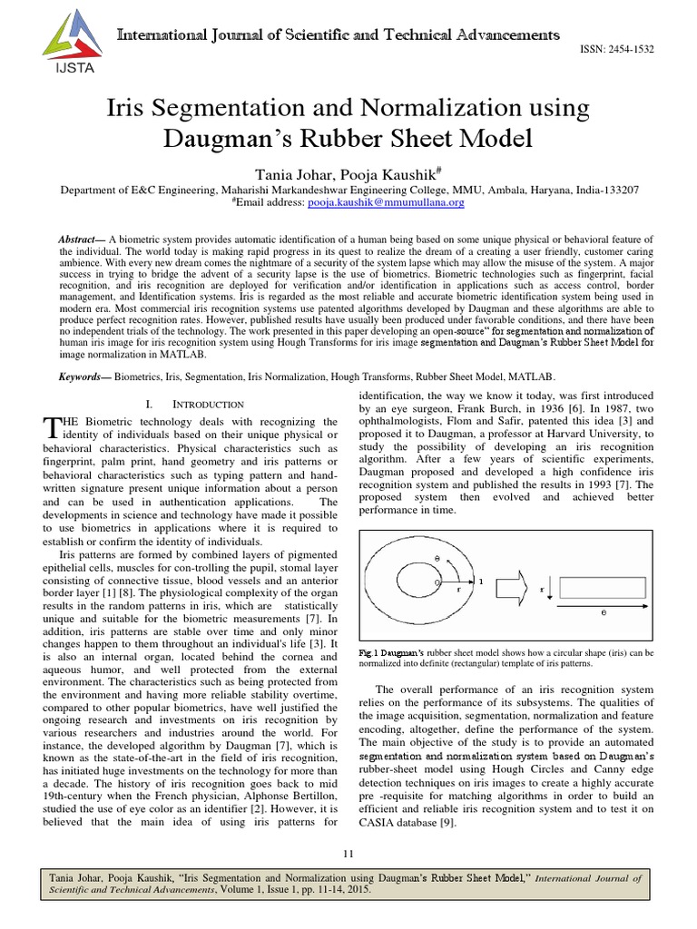 Daughman Rubber Sheet Model. | PDF | Image Segmentation | Biometrics