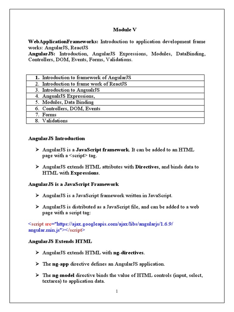 Module-5-Web Application Frameworks | PDF | Angular Js | Html