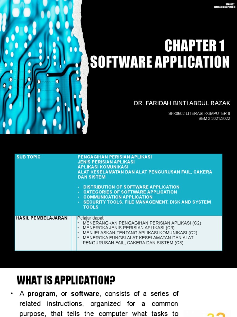 Software Application: Dr. Faridah Binti Abdul Razak | PDF | Firewall ...