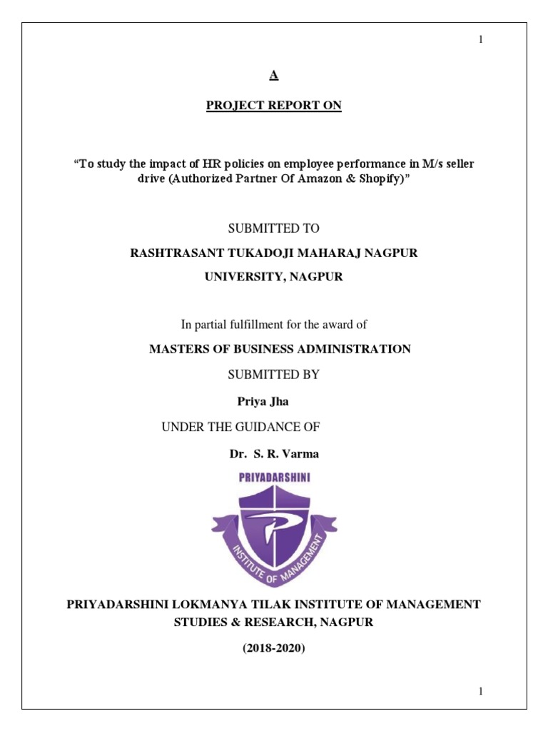 Priya Jha MBA 4th Sem (Final Project) | PDF