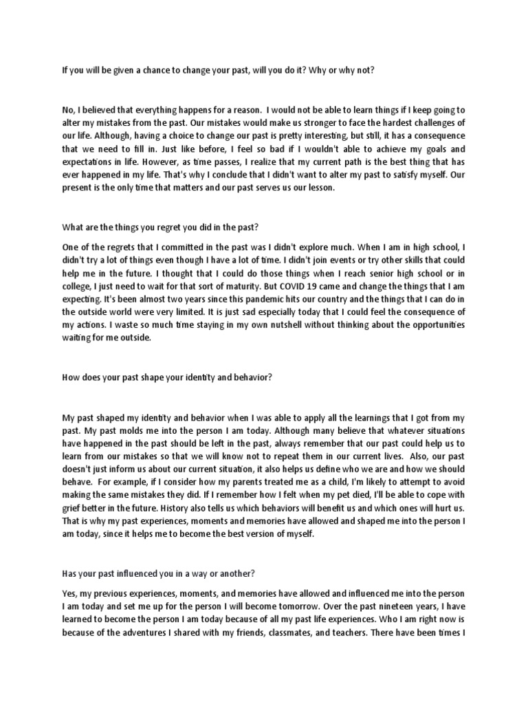 Has Your Past Influenced You in A Way or Another? | Download Free PDF ...