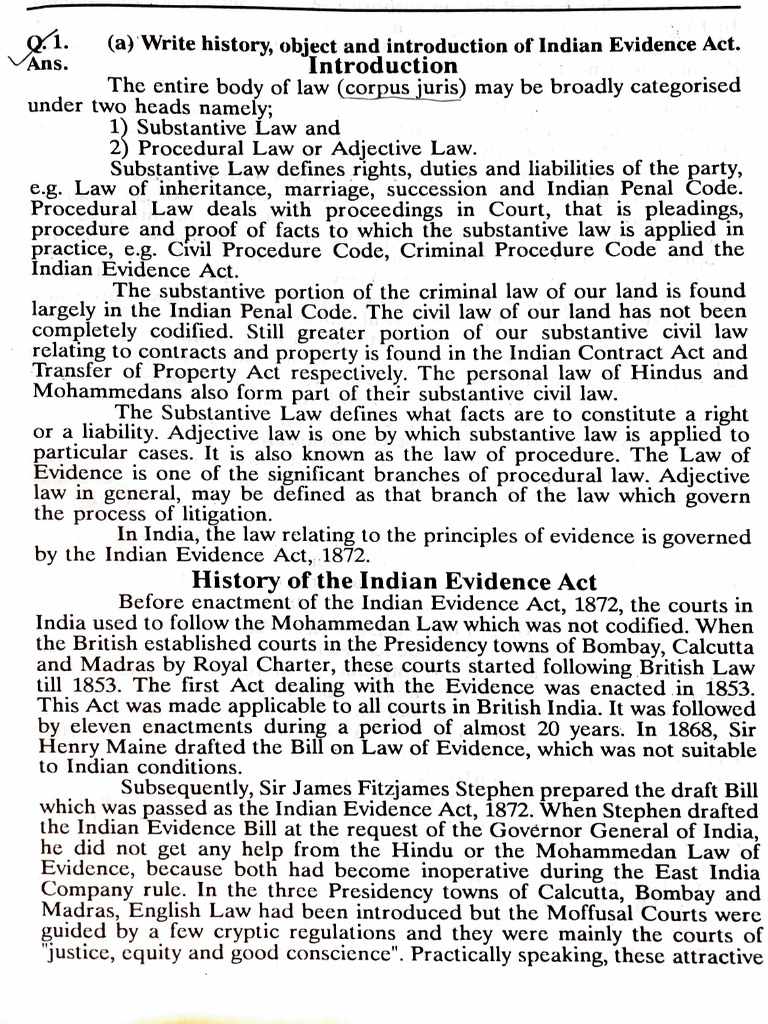 Indian Evidence Act | PDF | Evidence (Law) | Evidence