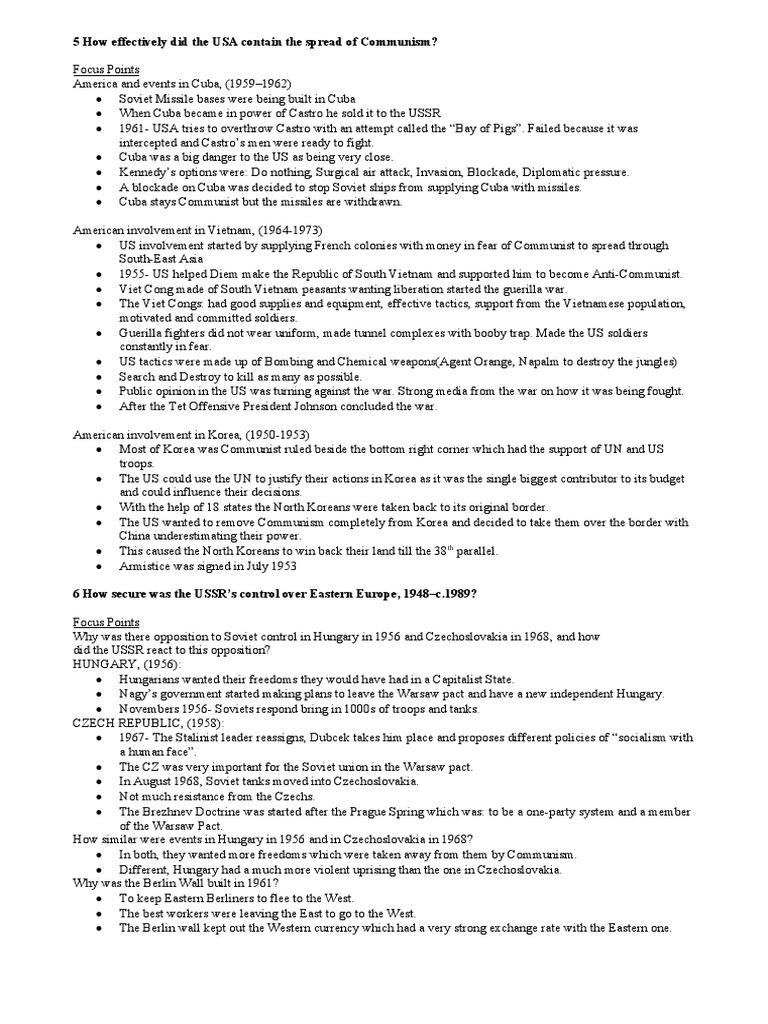 History Revision Cold War | PDF | Vietnam War | Soviet Union