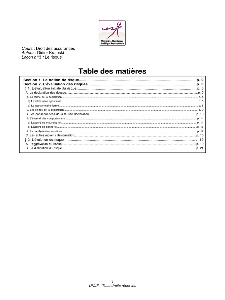 3 Le Risque | Télécharger gratuitement PDF | Assurance | Risque