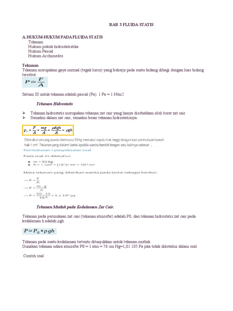 Bab 3 Fluida Statis | PDF